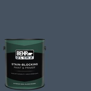 BEHR PREMIUM PLUS 1 qt. #ECC-30-3 Night Tide Satin Enamel Low Odor ...