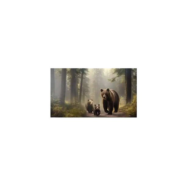 24x48inch Framed Wildlife Painting-Modern Forest Bears Canvas Wall Art ...