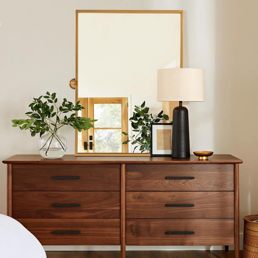 Lumioca 1-Piece Gold 26 in. W x 37 in. H Iron Right Angled Rectangular ...