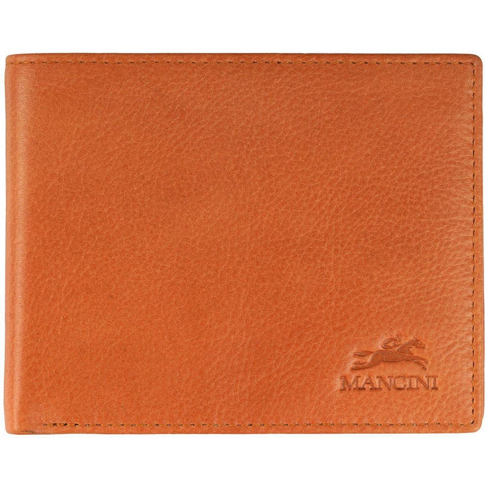 MANCINI Bellagio Collection Cognac Leather Center Wing RFID Wallet ...