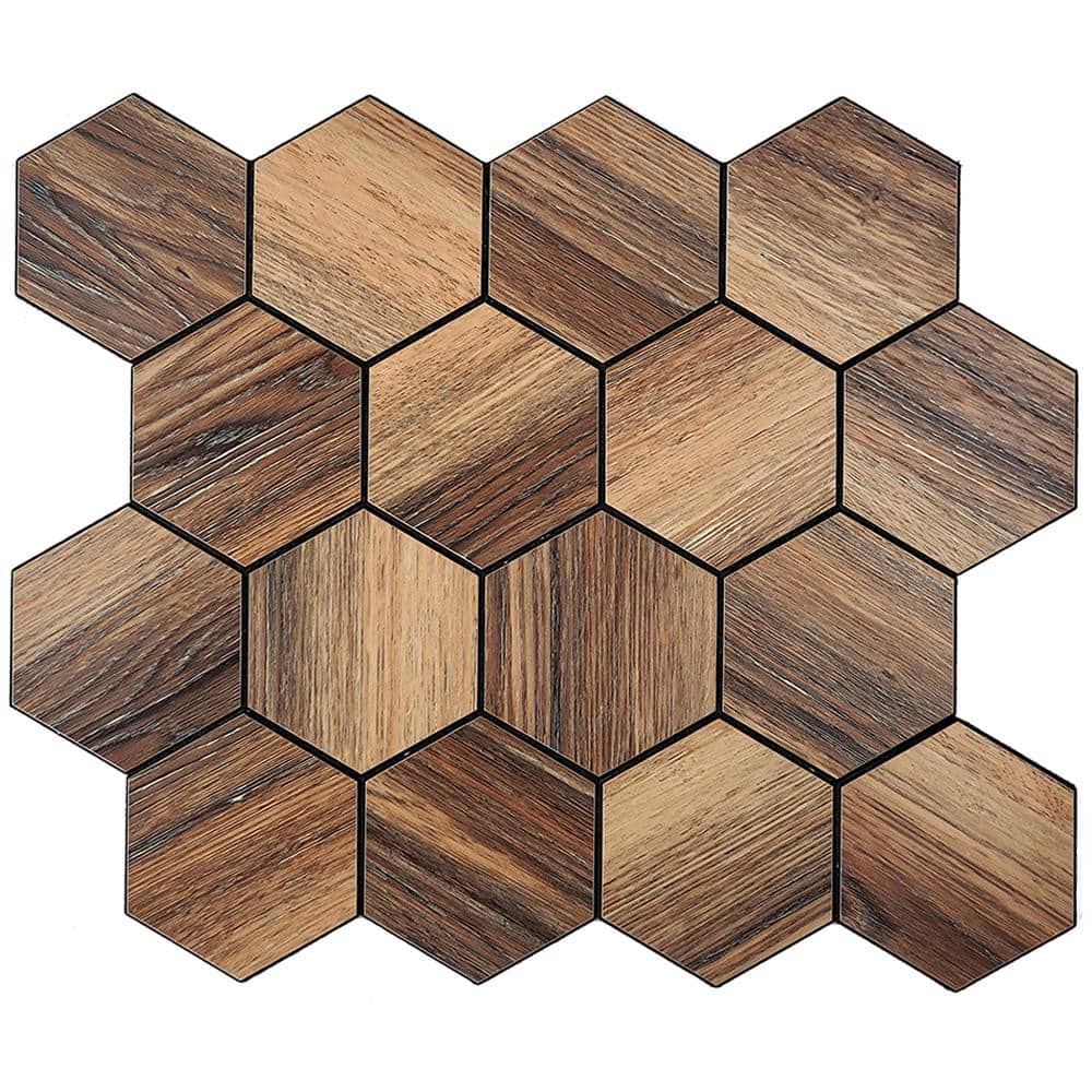 Walnut Brown 10 in. x 11.5 in. x 0.125 in. Peel and Stick Vinyl Tile (7 ...