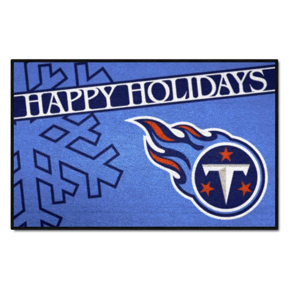 FANMATS Tennessee Titans Happy Holidays Blue 1.5 ft. x 2.5 ft. Starter ...