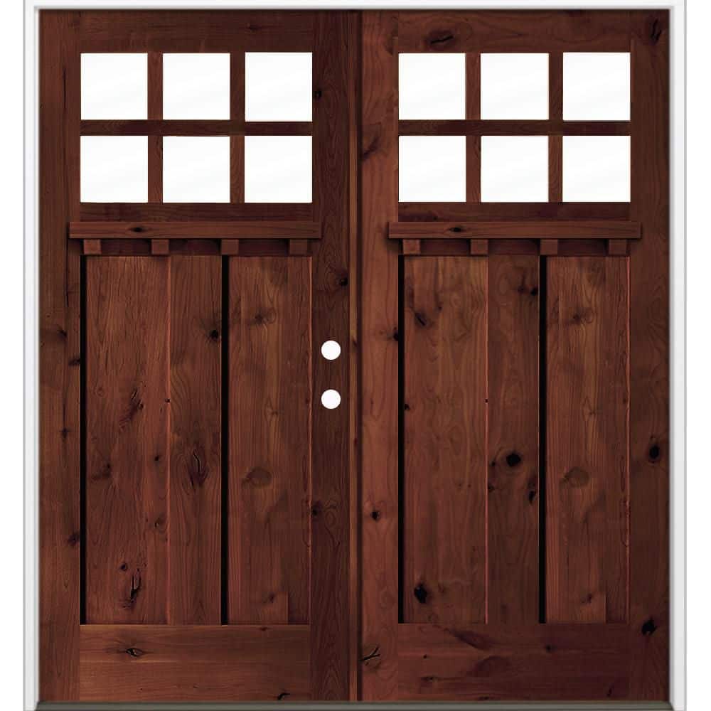 Krosswood Doors 72 in. x 80 in. Knotty Alder Left-Hand/Inswing Double ...