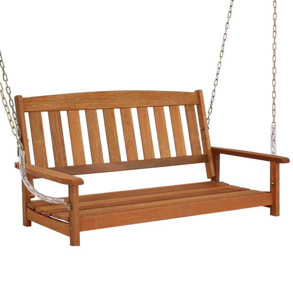 Sunnydaze Meranti Wood Porch Swing with Hanging Chain LAM-460 - The ...