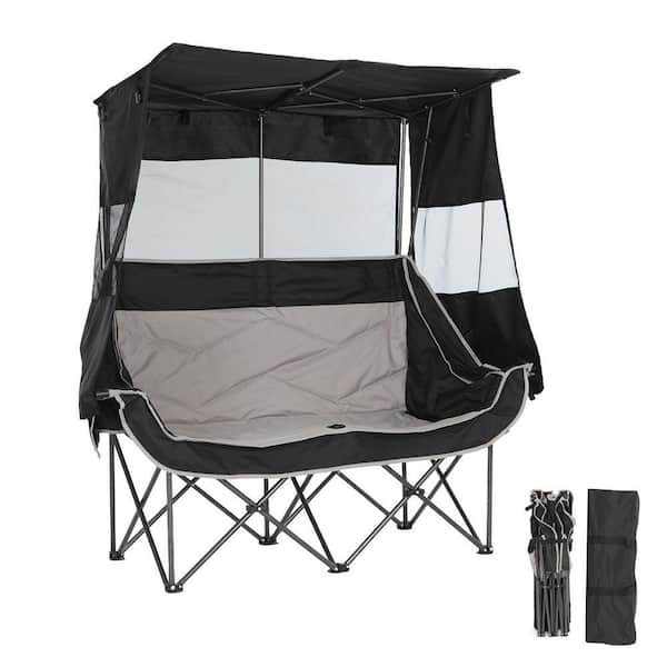 MUKE Double Outdoor Camping Loveseat with Canopy, Folding Sun Shade ...