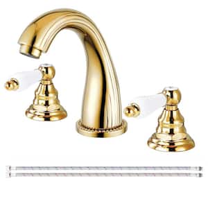 AKLFGN 2 Handles 8 in. Widespread Bathroom Faucet 3-Hole Sink Faucet in ...