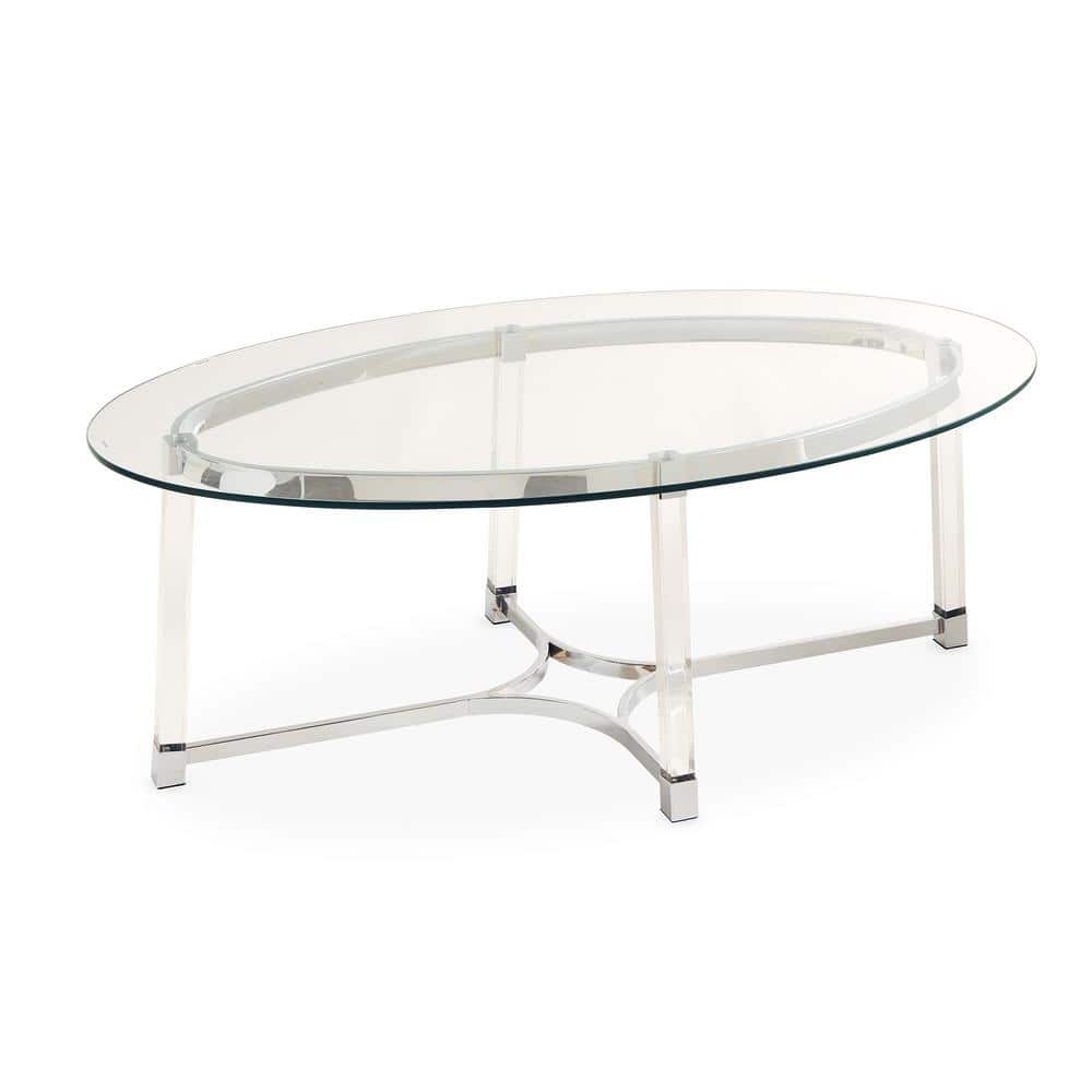 Picket House Furnishings Sophia 52 in. Clear Oval Glass Coffee Table ...