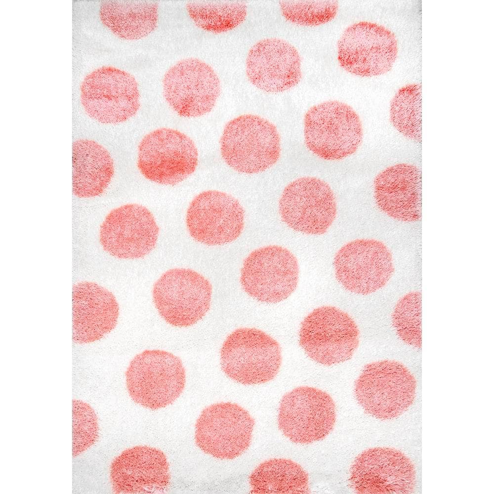 nuLOOM Alexa Polka Dots Shag Pink 8 ft. x 10 ft. Area Rug OZAS10A-8010 ...