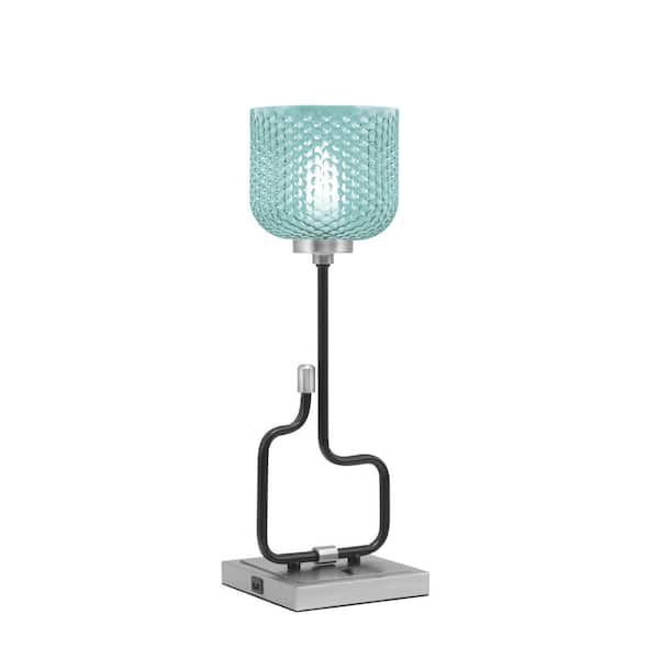 Elonia 20 in. Matte Black/Graphite Accent Lamp, with USB Ports, with 6 ...