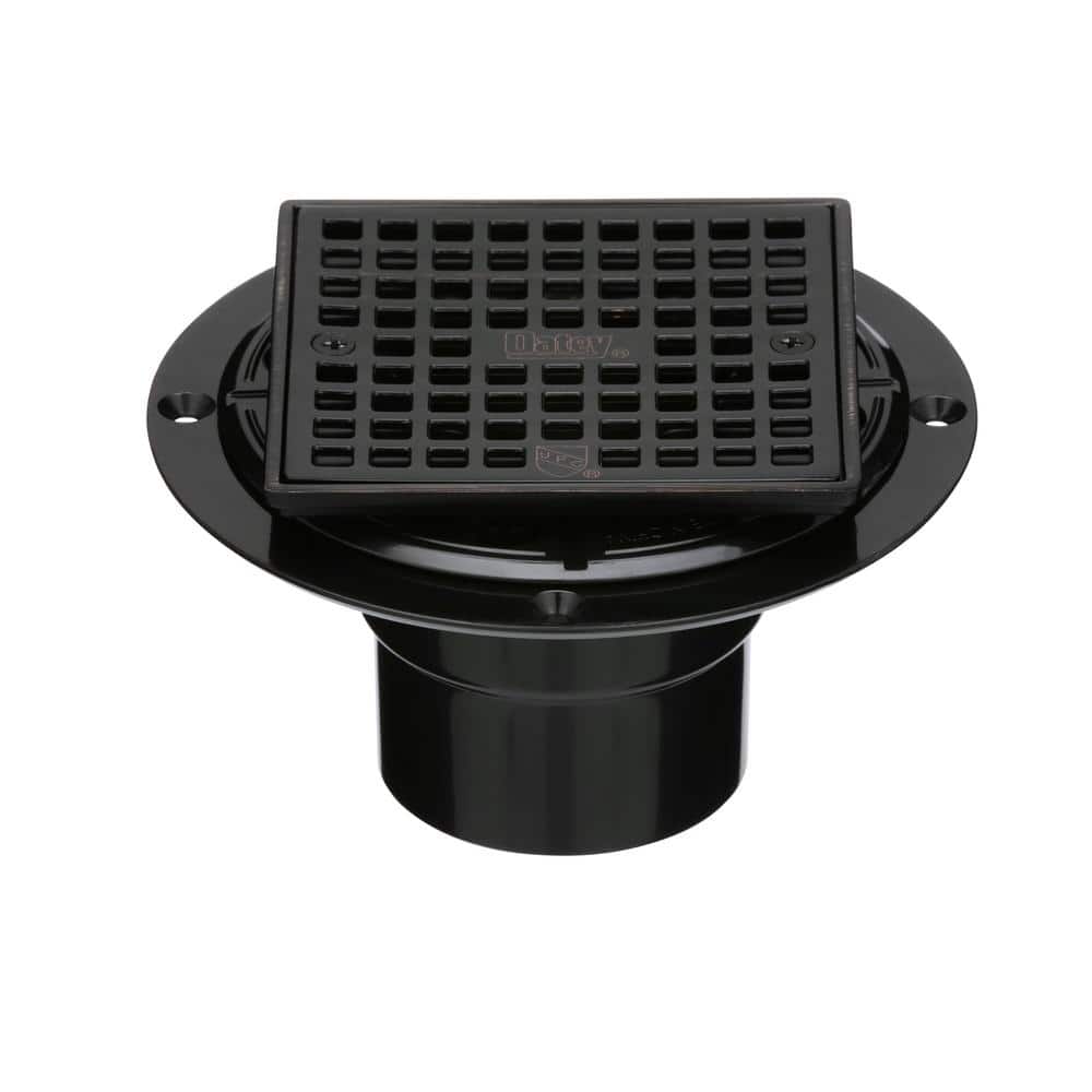 Oatey Round Black ABS Shower Drain with 4-3/16 in. Square Screw-In Oil ...