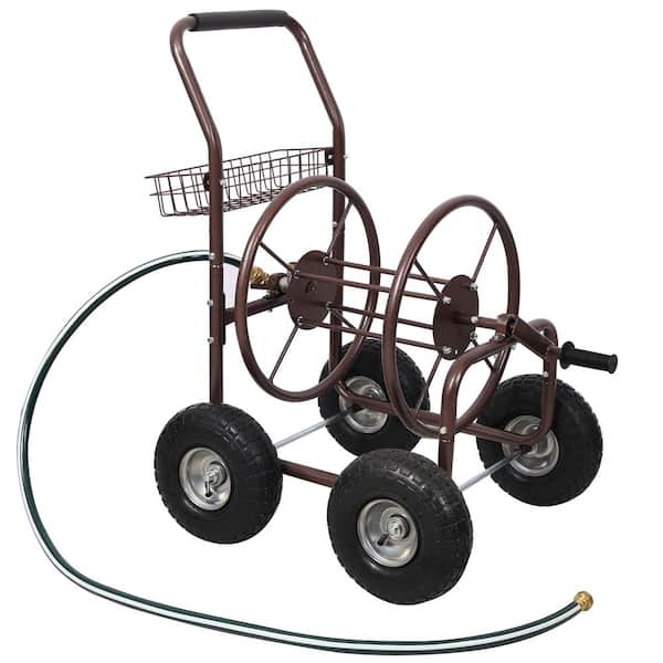 Metal Hose Reel Cart with Wheels-Heavy Duty Hose Caddie-250 ft. Hose ...
