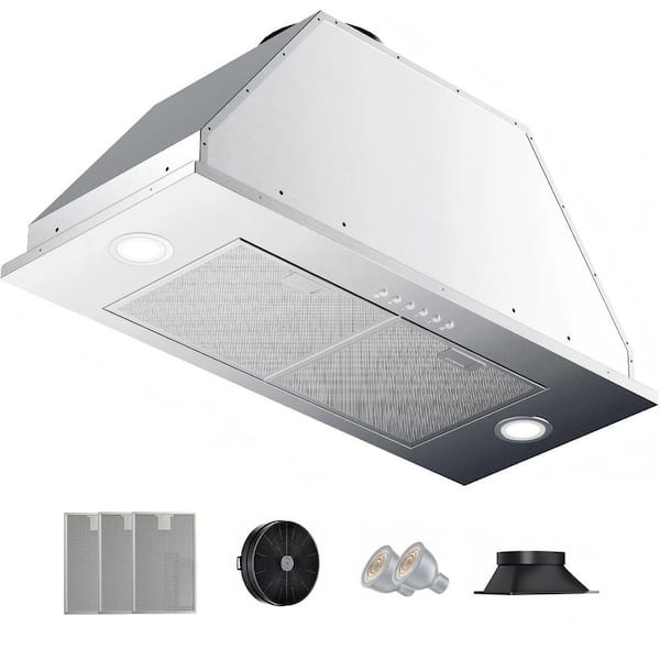 Throes 36 in. 600 CFM Convertible Ducted to Ductless Insert Range Hood ...