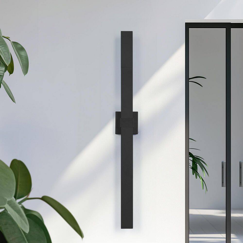 LamQee 1-Light Matte Black Hardwired LED Outdoor Wall Sconce ...