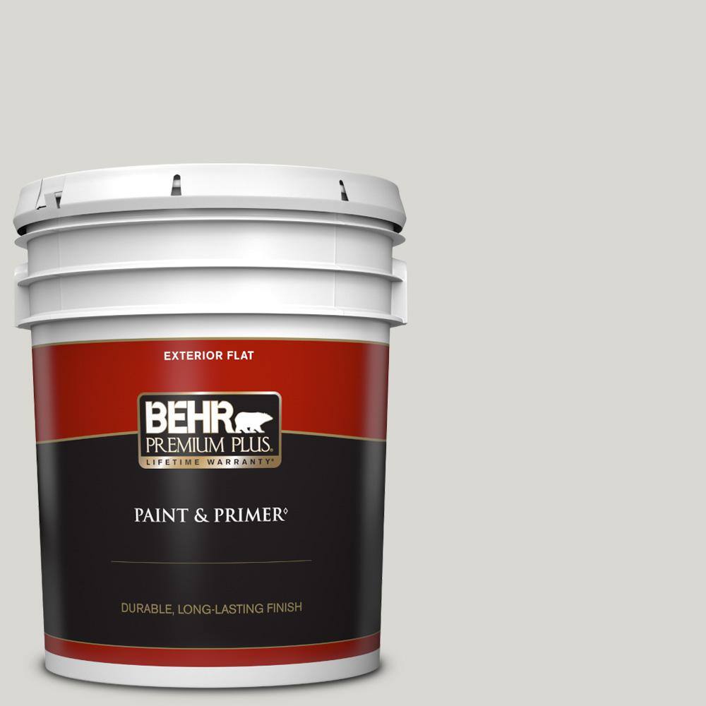 BEHR PREMIUM PLUS 5 gal. #N360-1 Seagull Gray Flat Exterior Paint ...