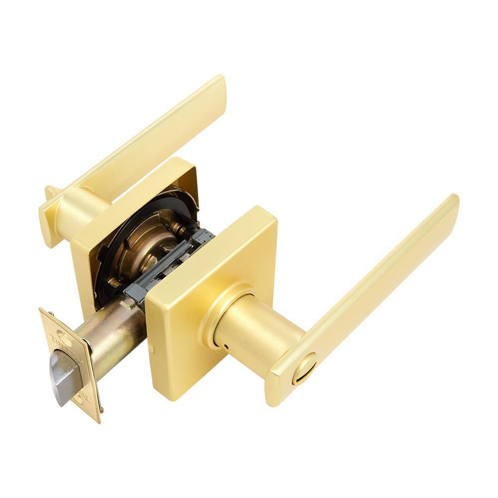 TOLEDO European Privacy Bed/Bath Satin Brass Lugo Door Lever Set ...