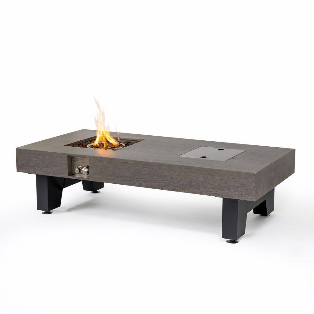 Tenleaf 54 in. D Metal Iron Outdoor Fire Pit Table with Ice Bucket ...