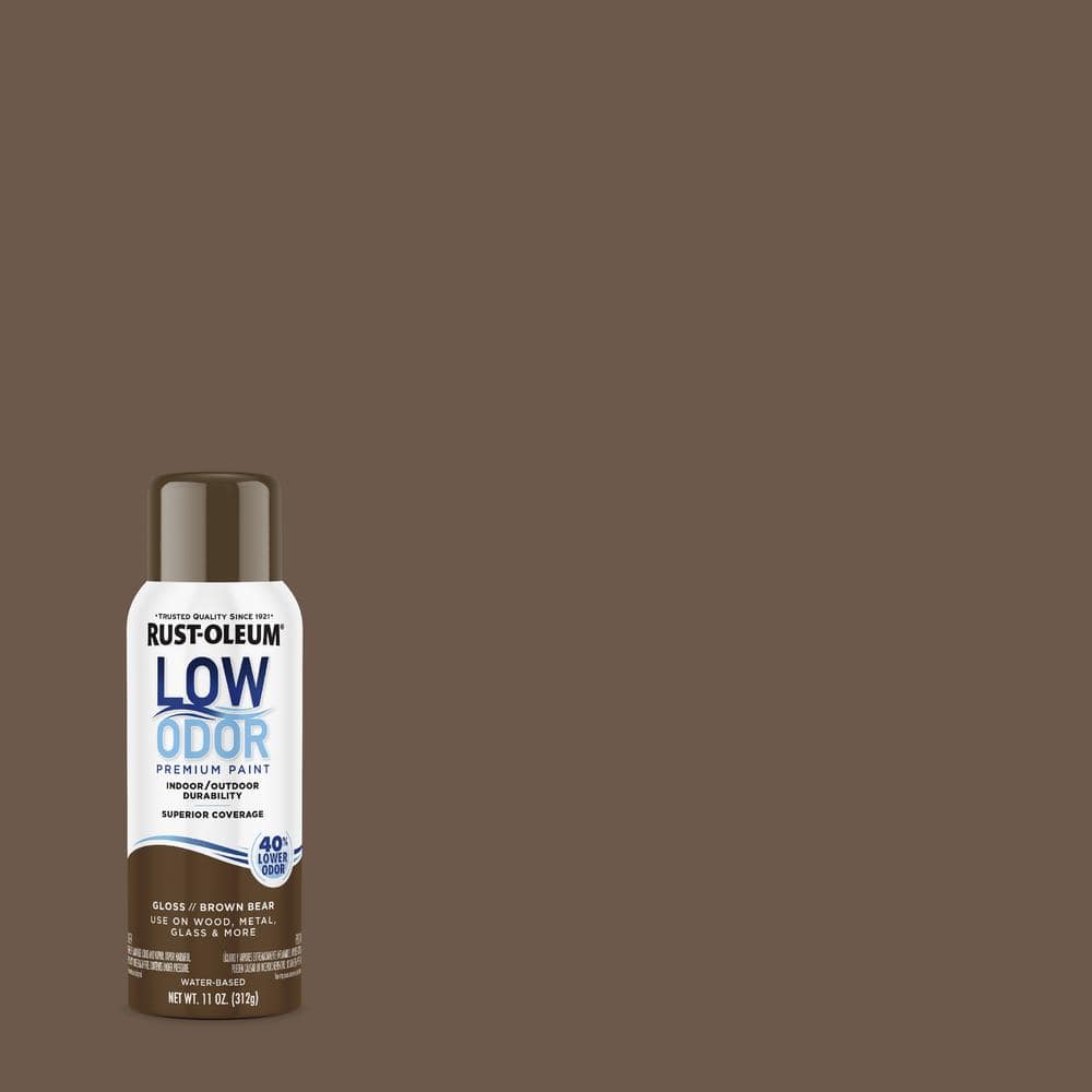Rust-Oleum Low Odor 11 oz. Gloss Brown Bear Low Odor Water-Based Spray ...
