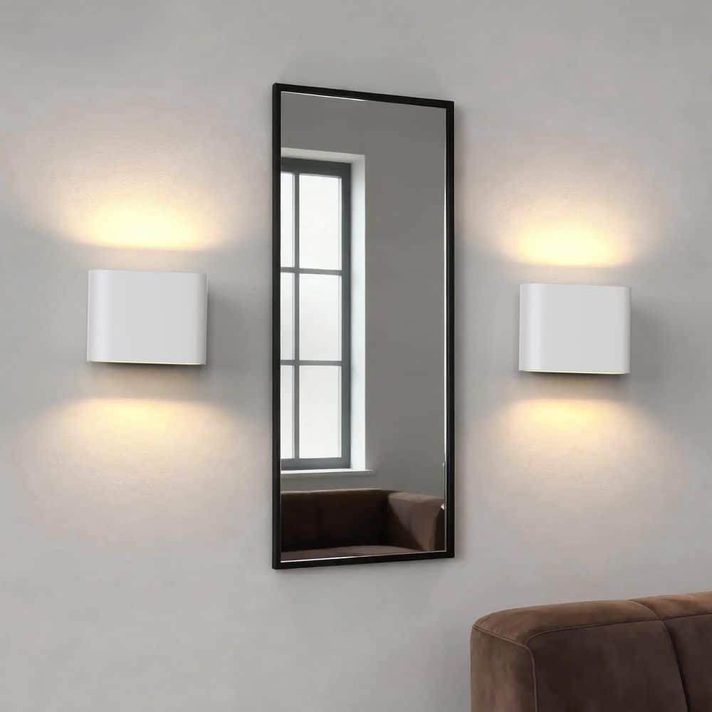 YANSUN 6 in. 1-Light White LED Wall Sconces 2 Pack Modern Up Down ...