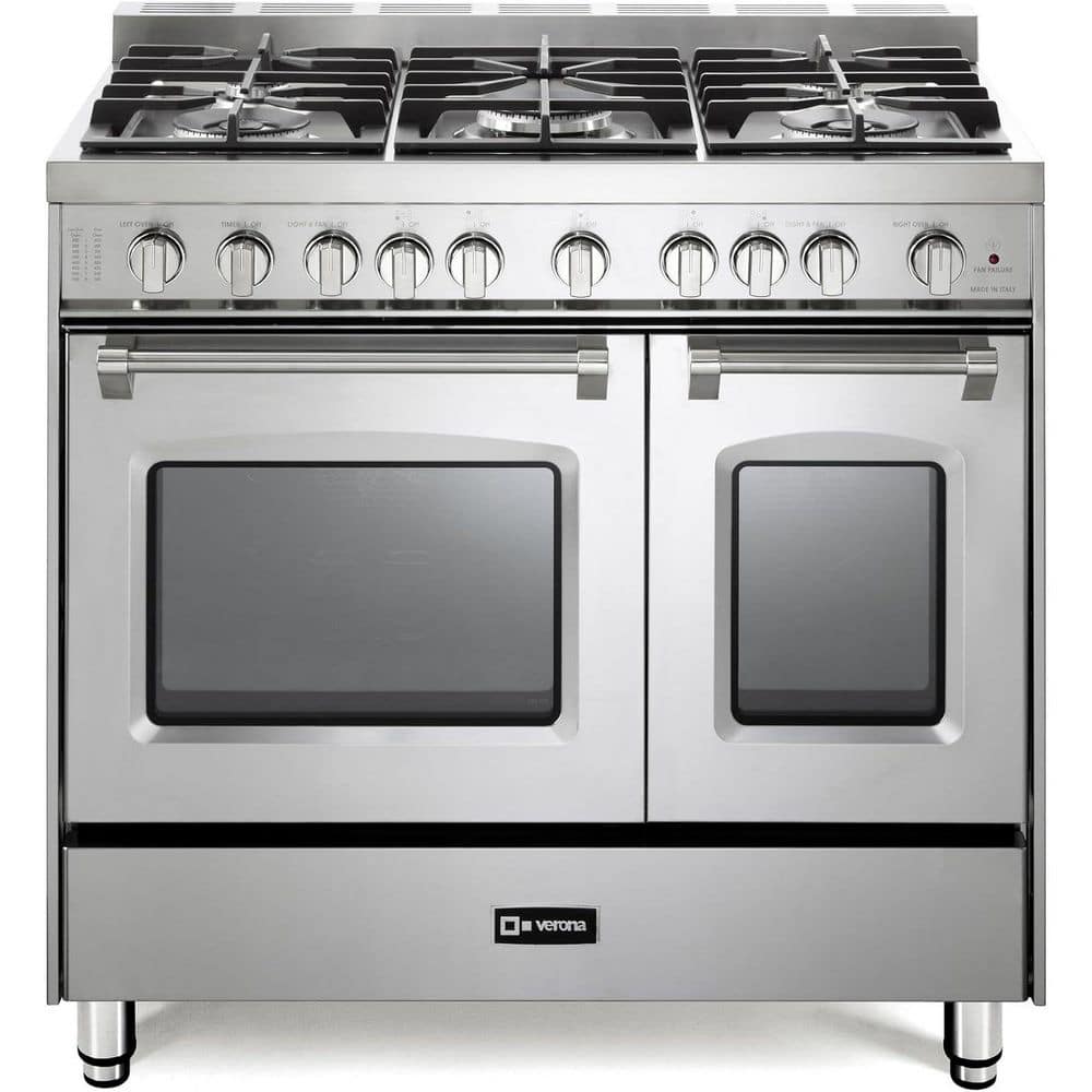 Verona Prestige Series 36 in. Freestanding Double Oven Gas Range in ...