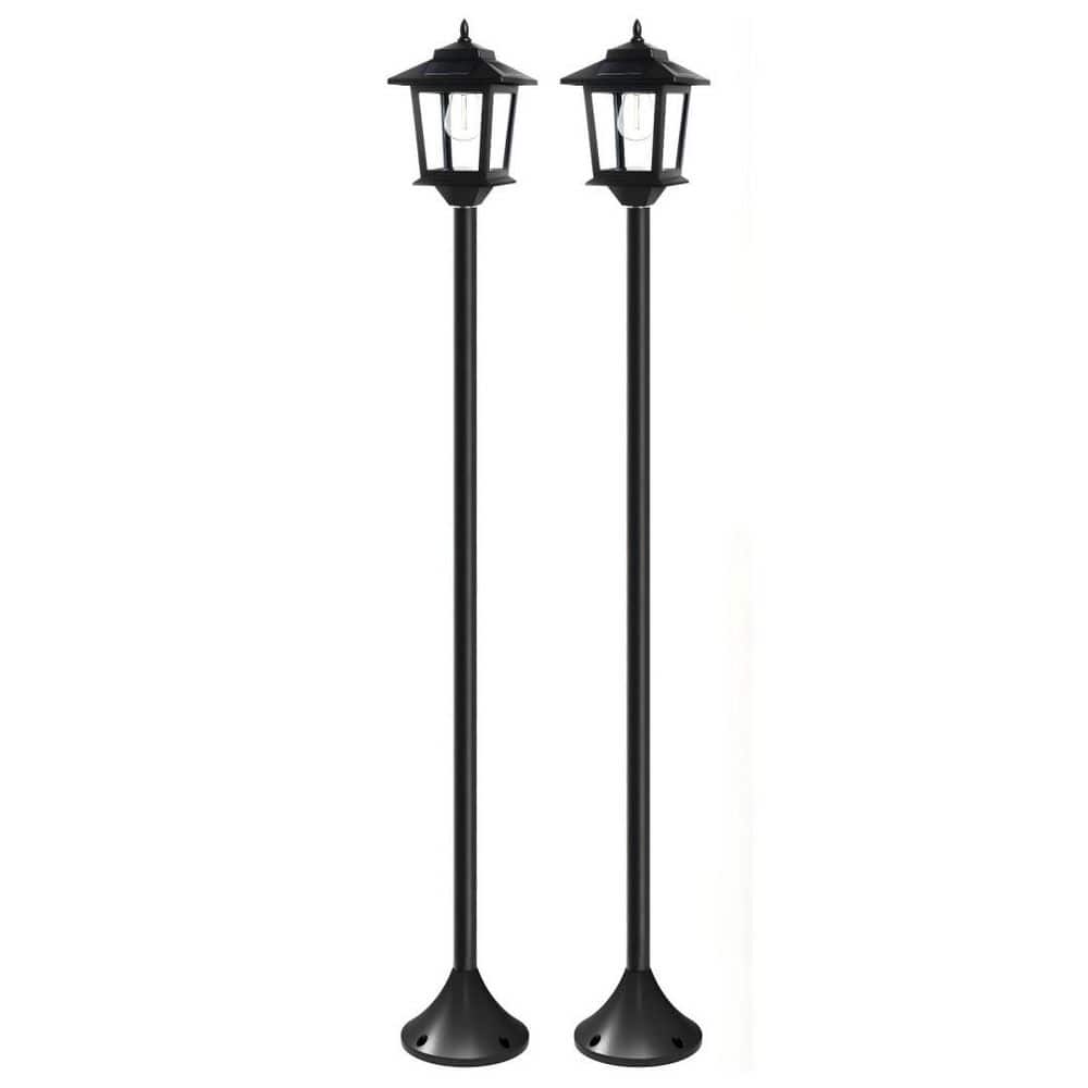 Augbeer 63 in. Outdoor Warm White Solar Lamp Post for Patio Garden ...