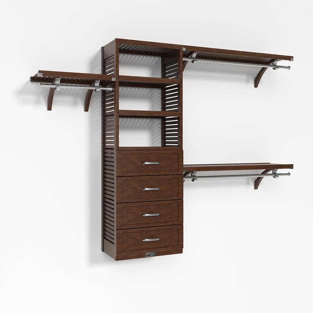 John Louis Home 72 in. W - 120 in. W Chestnut Walk in with 4 Shaker ...