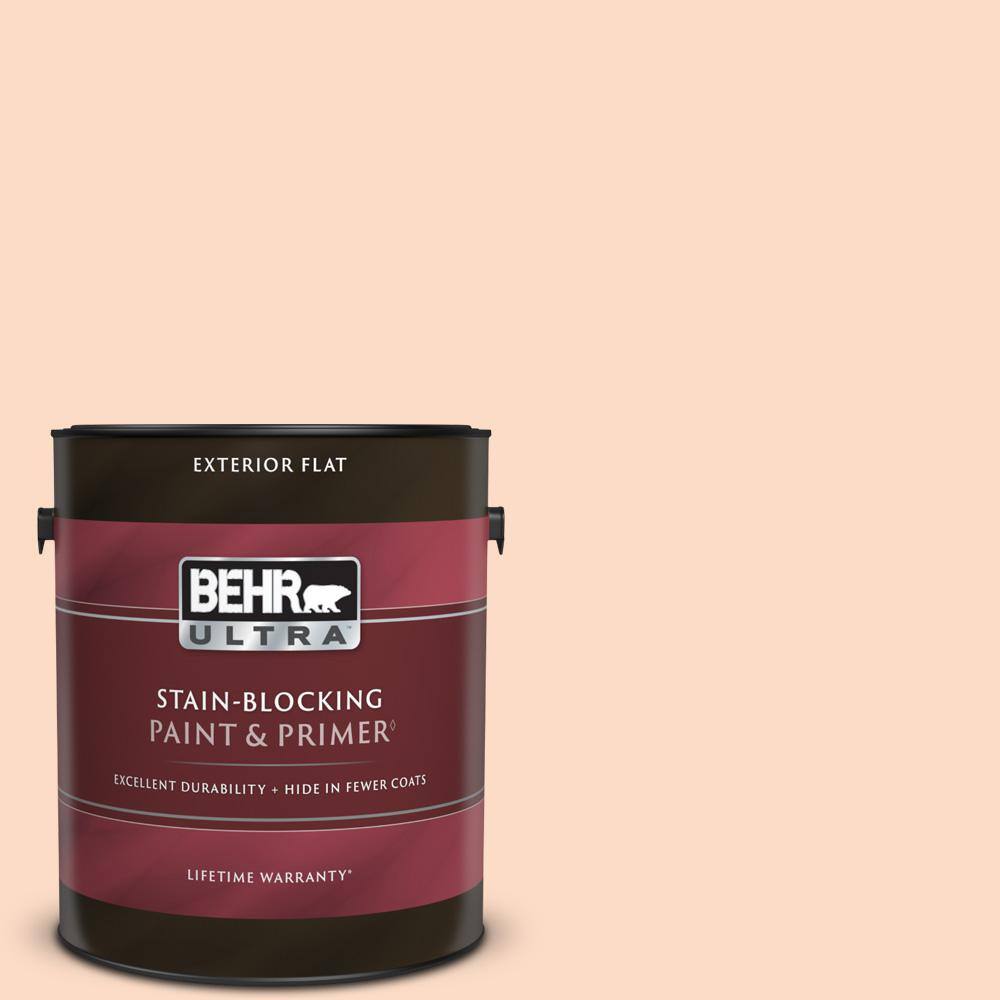 BEHR ULTRA 1 gal. #250C-2 Sugared Peach Flat Exterior Paint & Primer ...