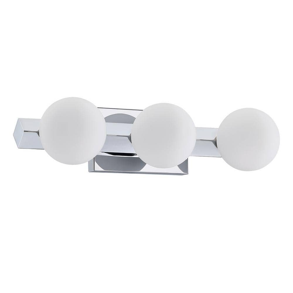 Kendal Lighting ORBITRON 21 in. 3 Light Chrome, White Vanity Light with ...