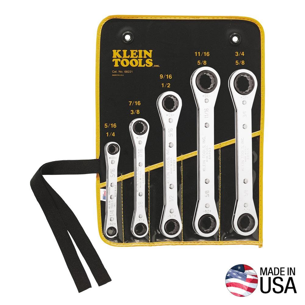 Klein Tools 5-Piece Ratcheting Box Wrench Set 68221 - The Home Depot