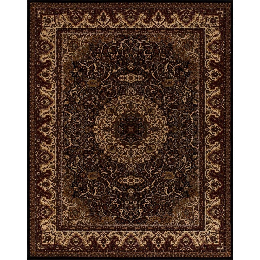Concord Global Trading Isfahan Medallion Black 8 ft. x 10 ft ...