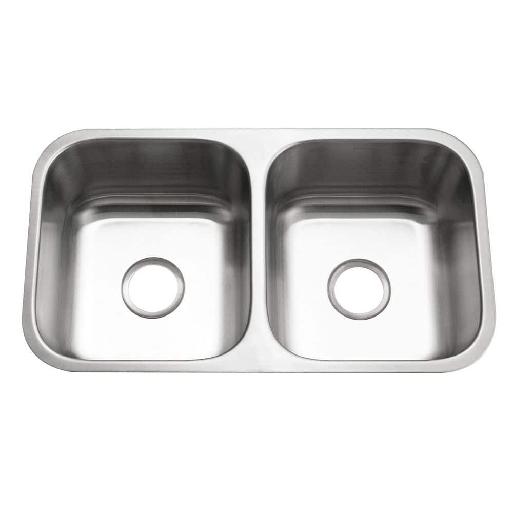 HOUZER Houzer Eston 31 in. Stainless Steel Undermount 50/50 Double Bowl ...