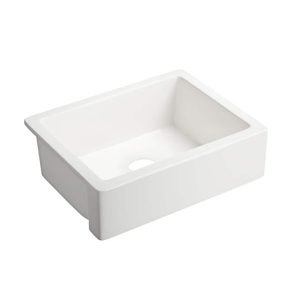 Lycvki 24 in. Drop-In Ceramic Bathroom Sink in White Apron Front with ...