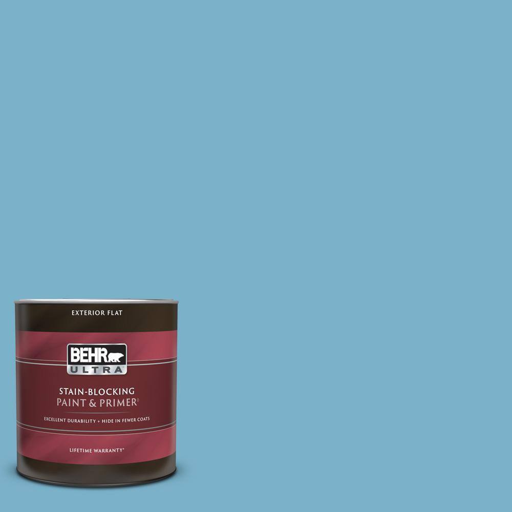 BEHR ULTRA 1 qt. #M490-4 Frisky Blue Flat Exterior Paint & Primer ...