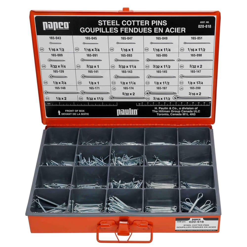 Steel Cotter Pins Assorted Master Pro Kit (1230-Pieces) 020-618 - The Home Depot