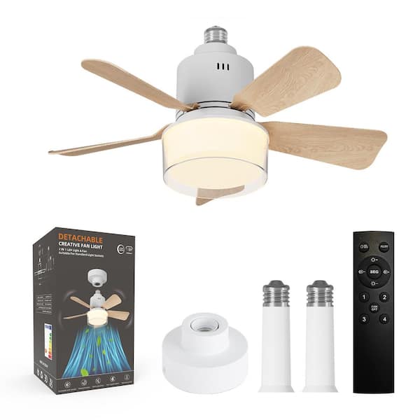 OLUZO 17.7 in. Indoor Socket Ceiling Fan Light with Remote, LED Light ...
