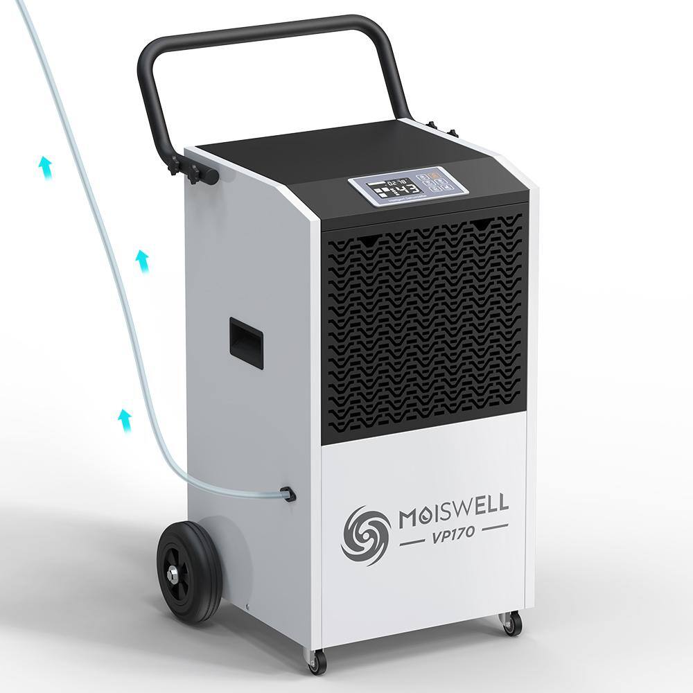 Moiswell 170 pt. 7,500 Sq. Ft. Bucket Less Commercial Dehumidifier with ...
