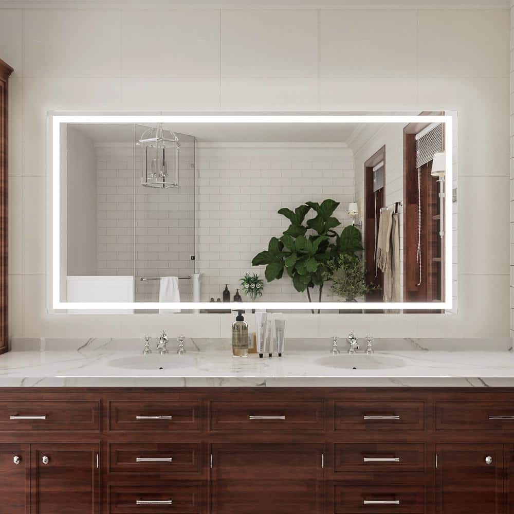 niveal Iris 72 in. W x 36 in. H Rectangular Frameless LED Wall Bathroom ...
