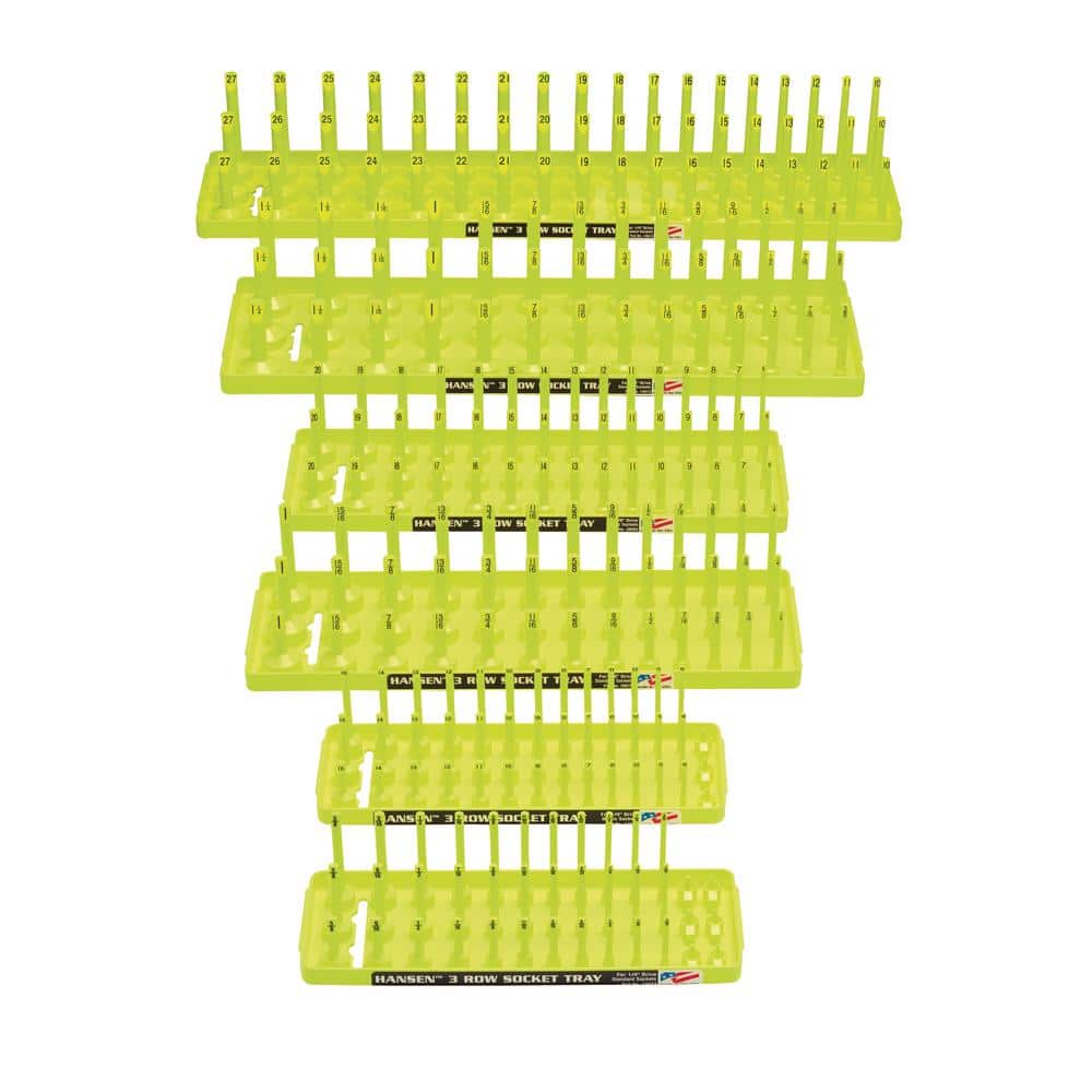 Hansen 6-Piece 3 Row SAE and Metric Socket Tray Set 92016 - The Home Depot