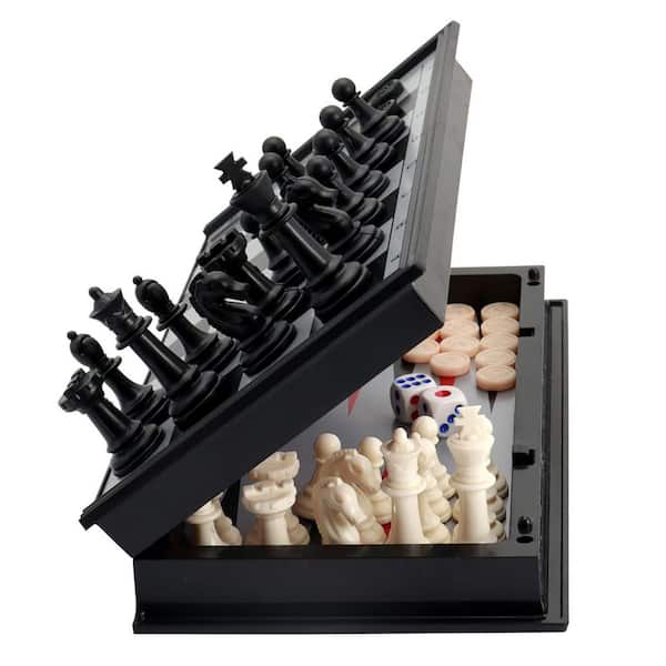 10" 3-in-1 Magnetic Chess Set with Storage Bag WK2918 - The Home Depot