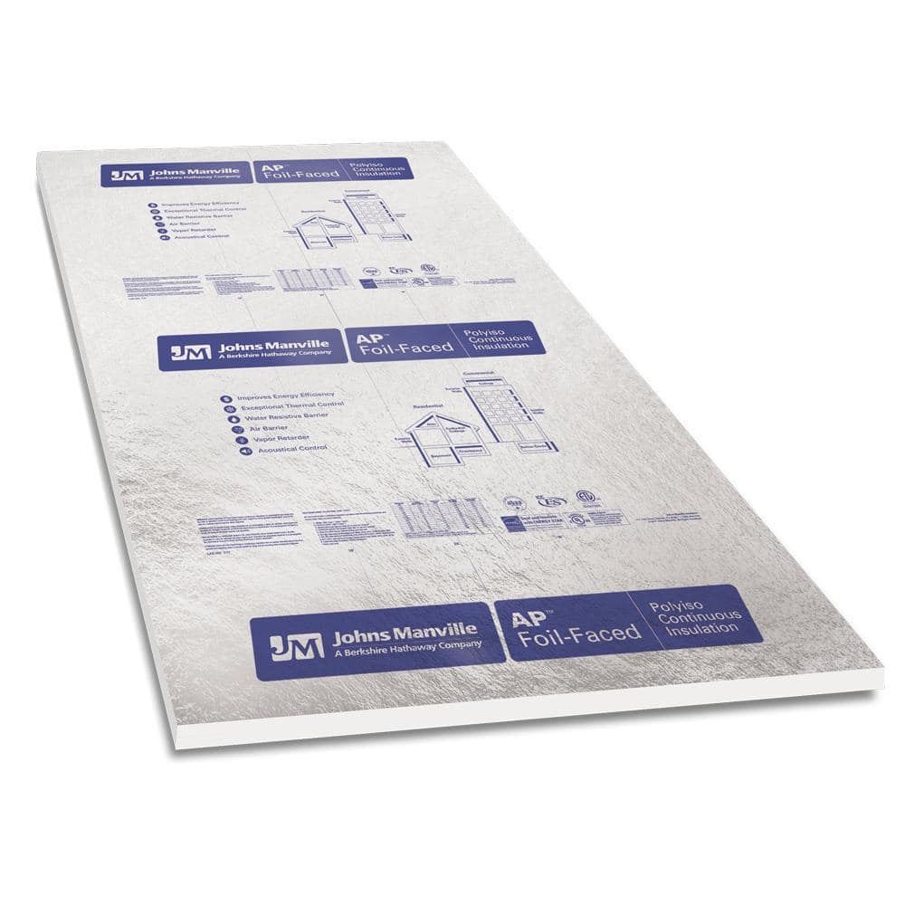 Johns Manville AP Foil 1-1/2 in. x 48 in. x 96 in. R-9.3 Foil Faced ...