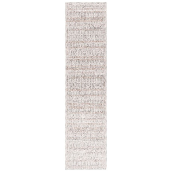 SAFAVIEH Mason 2 ft. x 8 ft. Beige/Gray Ivory Striped Floral Distressed ...