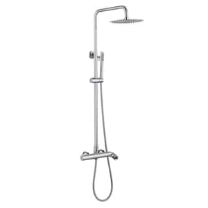 FLG 2 Handle 1-Spray Exposed Pipe Tub Shower Faucet 1.8 GPM Brass Wall ...