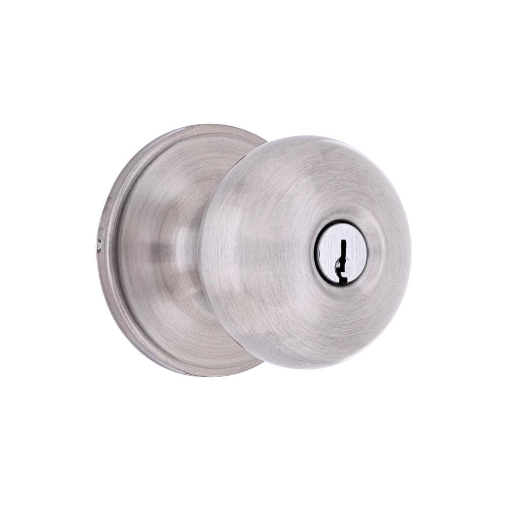 Defiant Round Satin Nickel Keyed Entry Door Knob TFX200B - The Home Depot