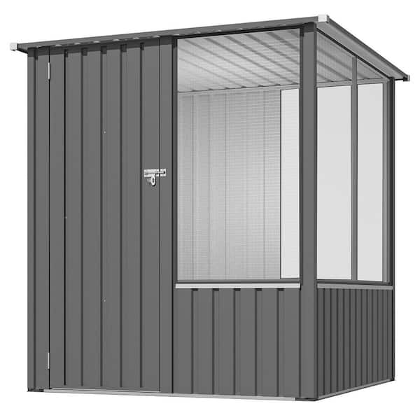 AECOJOY 5 ft. W x 5 ft. D Metal Storage Shed with Lockable Doors and ...