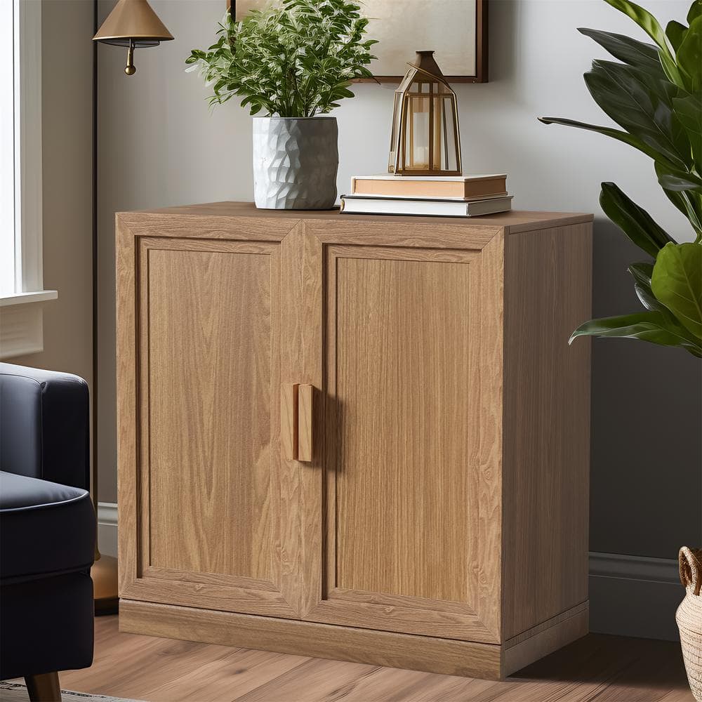 Dovelina Natural Color Wooden 31 in. H Storage Cabinet with Adjustable Shelves Accent Cabinet HD 2024022304 The Home Depot