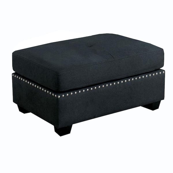 Benjara Gray Fabric Rectangle Accent Ottoman BM239787 - The Home Depot