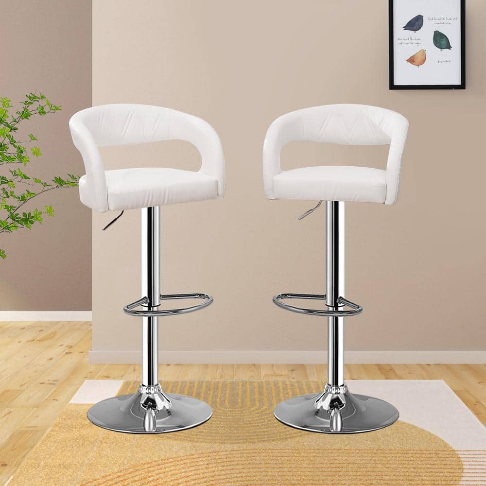 VECELO Bar Stools Adjustable Swivel Modern PU Leather Barstools ...