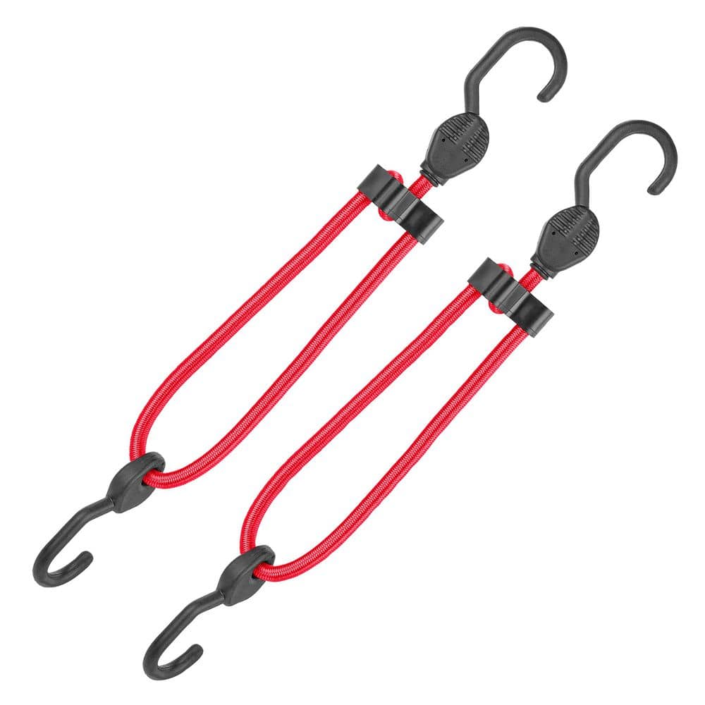 HDX 16 in. to 24 in. Adjustable Super Strong Bungee, Red (2-Pack) 9375 ...
