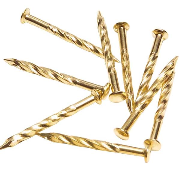 1-1/4 in. Satin Brass Floor Metal Screw Nails (12- Pack) 18534 - The ...