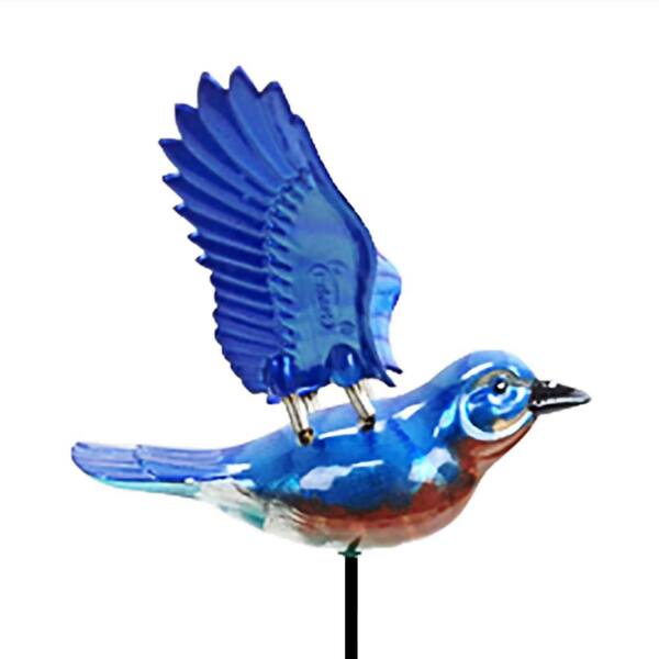 Exhart WindyWing Song Bird BlueBird 1.31 ft. Blue Plastic Plant Stake ...