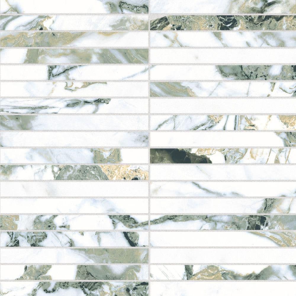 Merola Tile Touche Brick Stacked Jade 12 in. x 12 in. Porcelain Floor ...